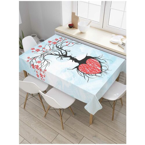 Скатерть прямоугольная JoyArty на кухонный стол "Дерево любви" из оксфорда, 180x145 см