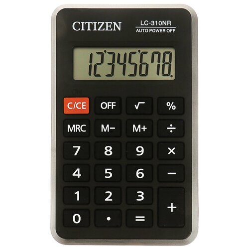 CITIZEN Калькулятор карманный citizen lc310nr (114х69 мм), 8 разрядов, питание от батарейки, lc-310nr