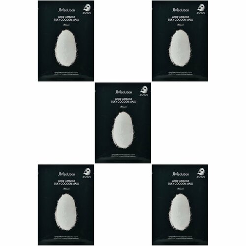 JMsolution Набор тканевых масок для упругости кожи с протеинами шелка Water Luminous Silky Cocoon Mask Black 5 шт.