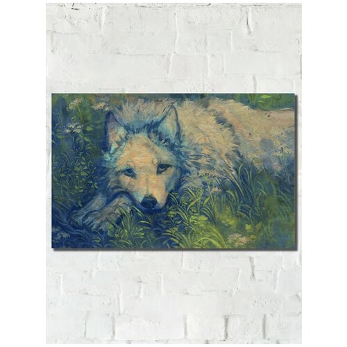 Картина интерьерная на рельефной доске животные собаки волк милота - 5133