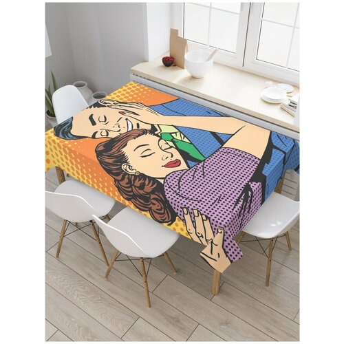 Скатерть прямоугольная JoyArty на кухонный стол "Нежные объятия" из оксфорда, 180x145 см