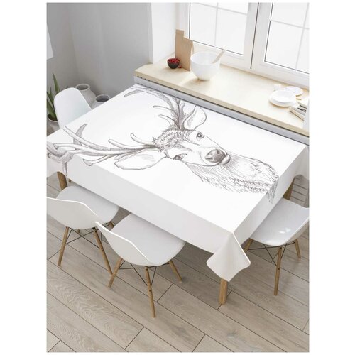 Скатерть прямоугольная JoyArty на кухонный стол "Олень с большими рогами" из оксфорда, 120x145 см