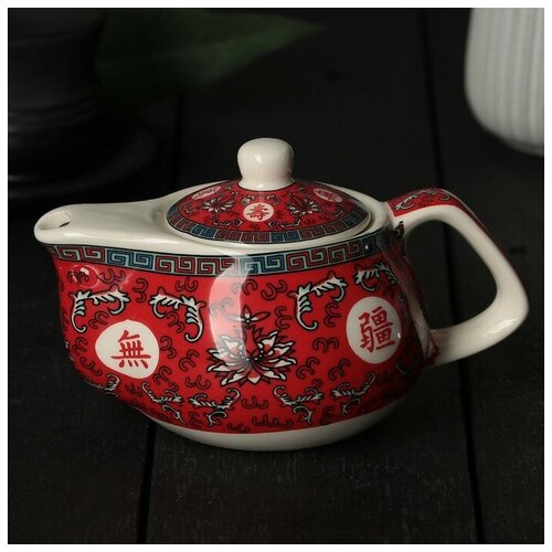 Чайник заварочный КНР "Лотос", 200 мл, с металлическим ситом, красный