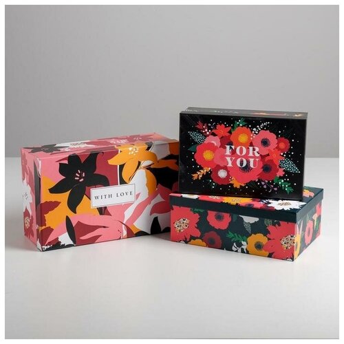 Набор подарочных коробок 3 в 1 «Цветочный», 26 × 17 × 10‒32.5 × 20 × 12.5 см