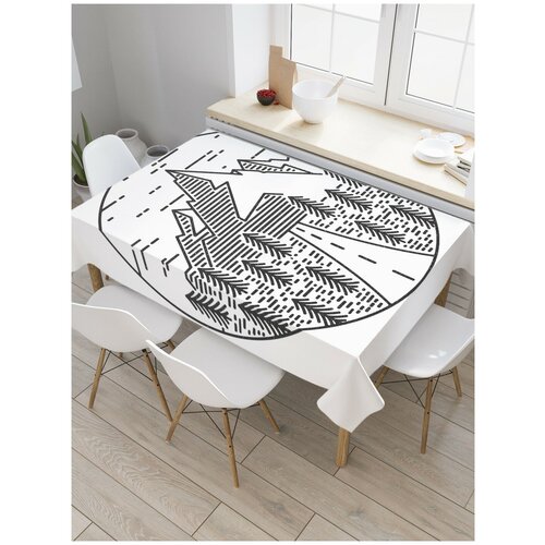 Скатерть прямоугольная JoyArty на кухонный стол "Дорога в горы" из оксфорда, 180x145 см