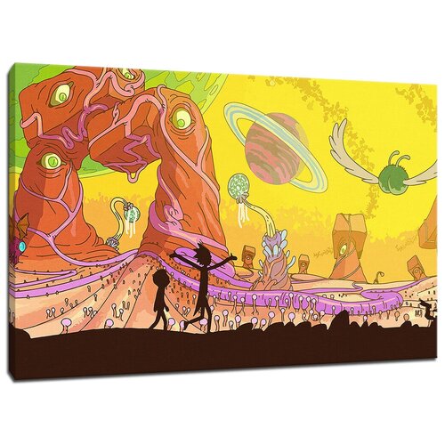 Картина Уютная стена "Рик и Морти на сказочной планете" 100х60 см