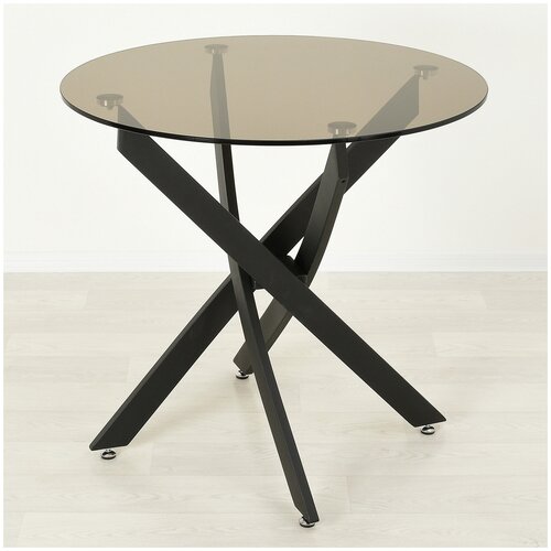 Стеклянный кухонный стол Рим-18 бронза/черный D80