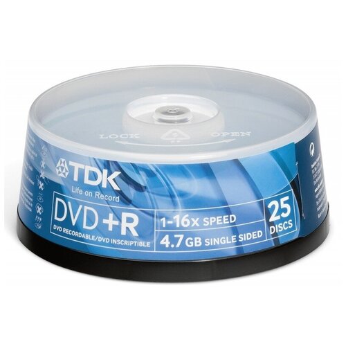 Диск DVD+R 4.7GB TDK 16X туба по 25шт. цена за уп