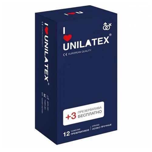 Ультрапрочные презервативы Unilatex Extra Strong - 12 шт. + 3 шт. в подарок, цвет не указан