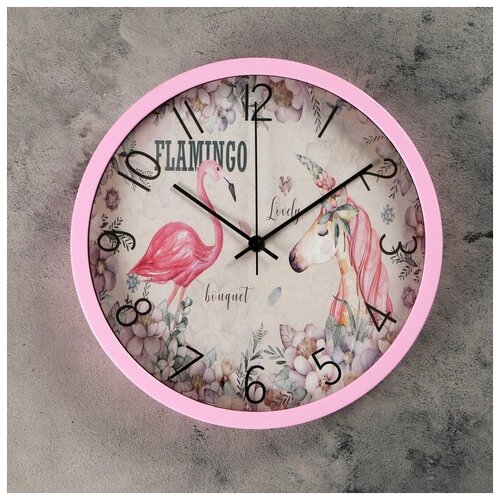 Часы настенные "Фламинго", d-30 см, плавный ход