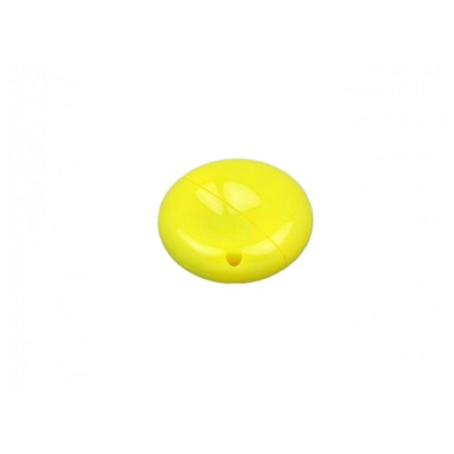 Пластиковая промо флешка круглой формы (8 Гб / GB USB 2.0 Желтый/Yellow 021-Round Flash drive из пластика недорого)