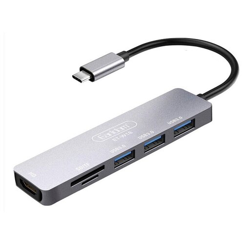 Хаб разветвитель 6in1 Type-C - HDMI 4K / Micro SD / SD / USB высокая скорость Earldom ET-W18 USB3.0 5 Gbps