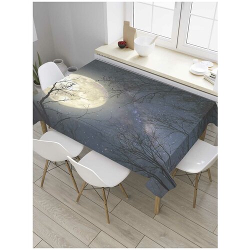 Скатерть прямоугольная JoyArty на кухонный стол "Полнолуние в лесу" из оксфорда, 120x145 см