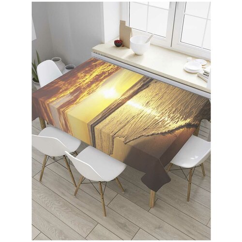 Скатерть прямоугольная JoyArty на кухонный стол "Спокойный рассвет" из оксфорда, 180x145 см
