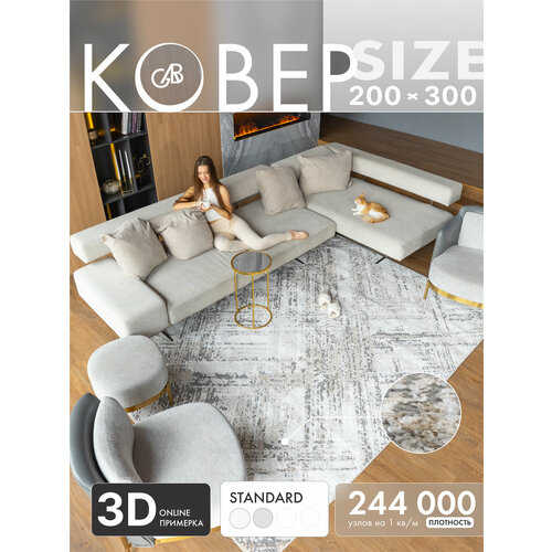 Ковер комнатный/ Ковер 200х300/ Ковер ворсовой/ Ковер для уюта в детскую, гостиную