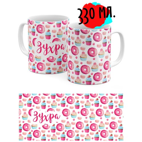 Кружка Паттерн Cupcake Розовый Зухра 330 мл. / кружка в подарок; чашка в подарок; прикольная кружка