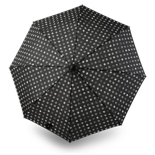 Зонт Knirps, механика, 3 сложения, купол 99 см, 8 спиц, система «антиветер», чехол в комплекте, для женщин, черный, белый