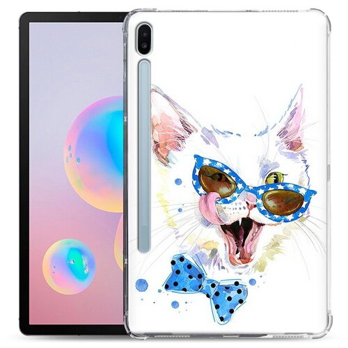 Чехол задняя-панель-накладка-бампер MyPads белый кот для Samsung Galaxy Tab S6 10.5 SM-T860/T865 противоударный
