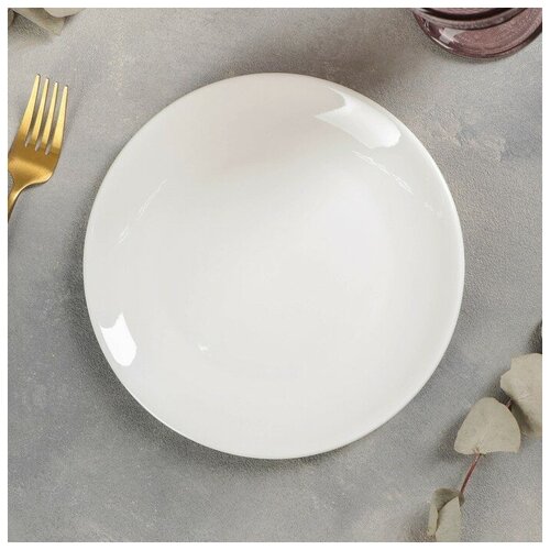 Тарелка фарфоровая обеденная White Label, d=20 см, цвет белый