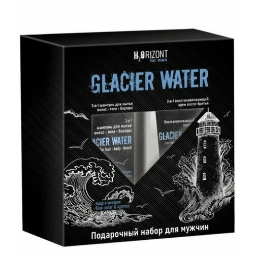 Family Cosmetics Подарочный набор, H2ORIZONT Glaciar Water: Шампунь 3 в 1, 500 мл + Крем после бритья 2 в 1, 110 мл