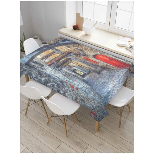 Скатерть прямоугольная JoyArty на кухонный стол "Узкие каменные улицы" из оксфорда, 180x145 см
