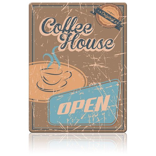 Жестяная табличка Coffee house, металл, 30Х40 см