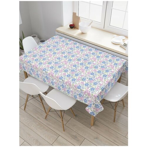 Скатерть прямоугольная JoyArty на кухонный стол "Сердечные лепестки мелких цветов" из оксфорда, 120x145 см