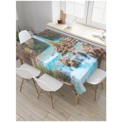 Скатерть прямоугольная JoyArty на кухонный стол "Водопад в каньоне" из оксфорда, 120x145 см