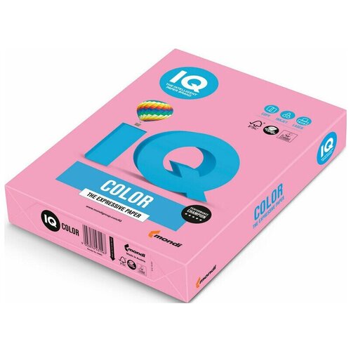 Бумага цветная IQ Color, А4, 500 листов, цвет Пастель, розовый PI25