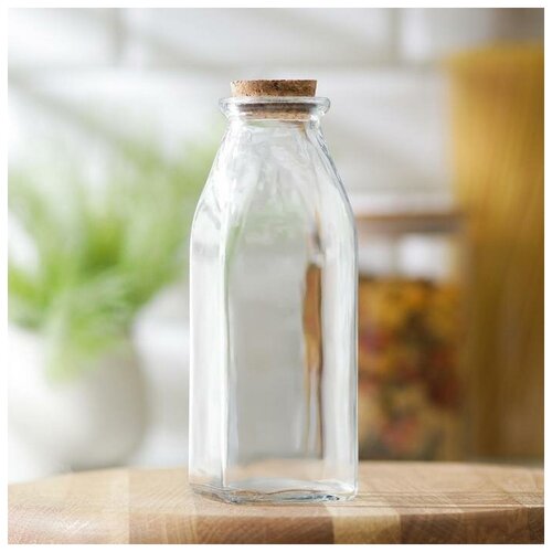 Бутыль стеклянная для соусов и масла с пробковой крышкой Доляна «Парфе», 350 мл, 5,5×16 см