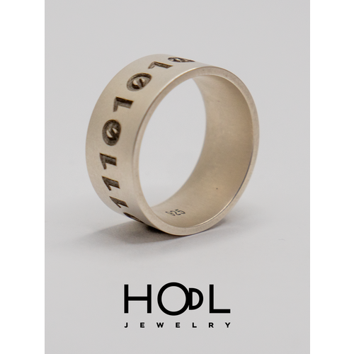 Кольцо HODL Кольцо "Двоичный код" для IT, серебро, 925 проба, чернение, размер 20, ширина 9 мм, серебряный