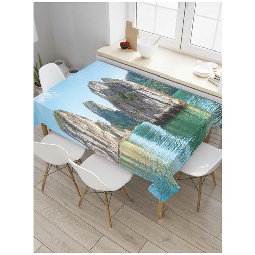 Скатерть прямоугольная JoyArty на кухонный стол "Каменные острова" из оксфорда, 180x145 см