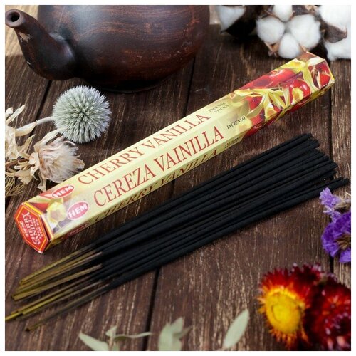 Благовония "HEM Cherry Vanilla" (Ванильная вишня), шестигранник, 20 палочек (2 шт)