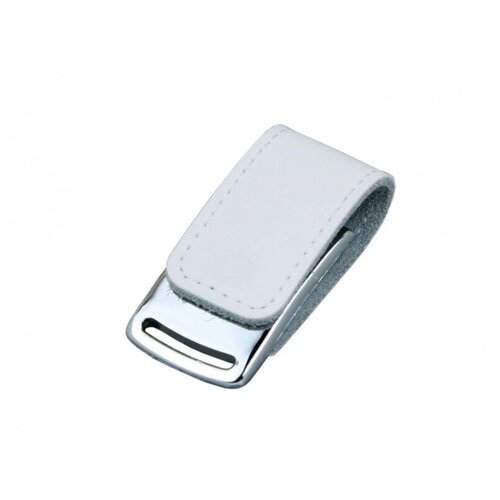 Кожаная флешка для нанесения логотипа с магнитным замком (128 Гб / GB USB 3.0 Белый/White 216 Флеш-карта Боцман)