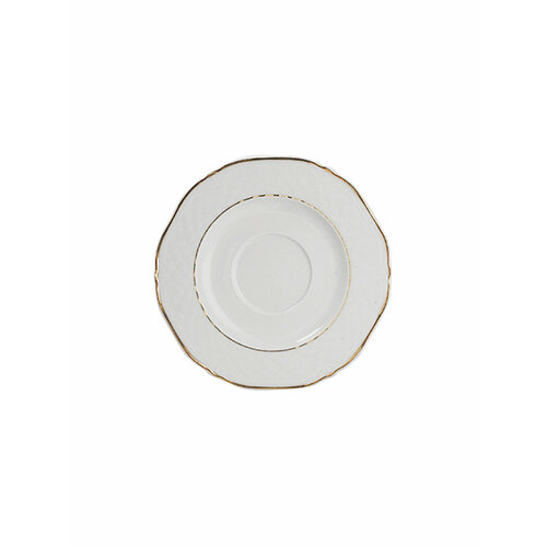Набор из 2 блюдец "Afrodyta" круглое 13х13х1.5 см, белый, золотой, фарфор, Lubiana, 2672-gold