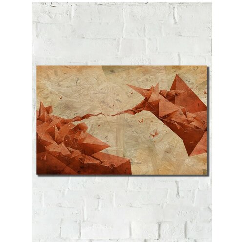 Картина интерьерная на рельефной доске Абстракция (сотворение мира, оранжевый) - 732
