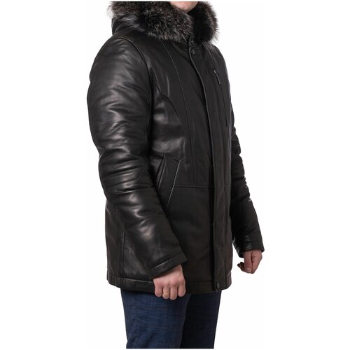 Кожаная куртка YIERMAN, размер 52, черный