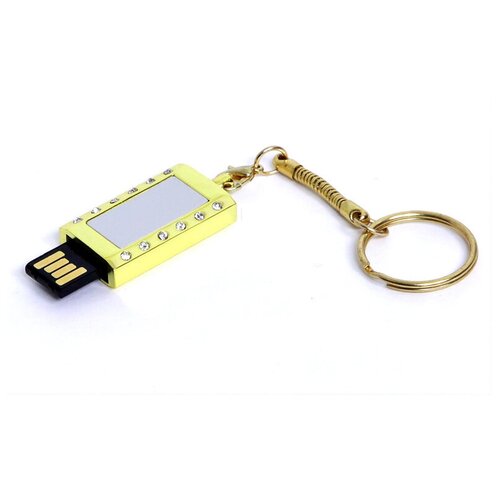 Металлическая флешка Кулон со стразами (4 Гб / GB USB 2.0 Золотой MiniDiamond Самый актуальный подарок 14 февраля девушке от парня недорого)