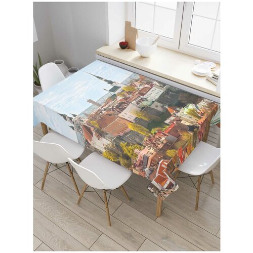 Скатерть прямоугольная JoyArty на кухонный стол "Центр Таллина" из оксфорда, 120x145 см