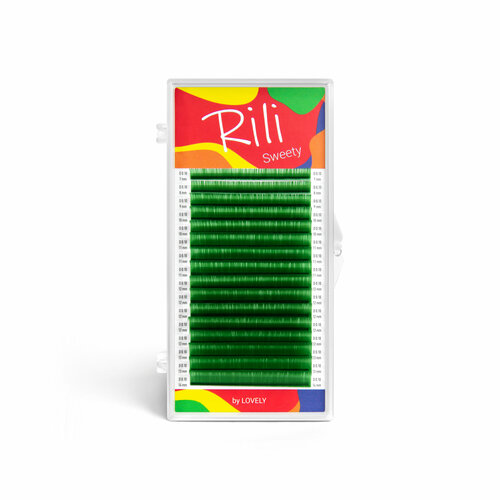 Ресницы зеленые Rili Sweety микс С 0.10 (16 линий) 7-14 мм