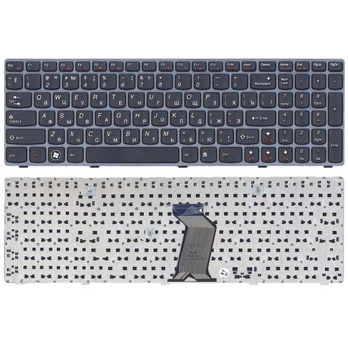 Клавиатура для ноутбука Lenovo IdeaPad G500C черная с серой рамкой