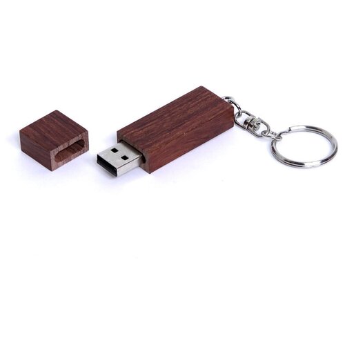 Прямоугольная деревянная флешка Woody с магнитным колпачком (128 Гб / GB USB 3.0 Красный/Red Wood2 Флеш-карта Прямоугольник)