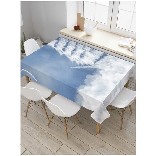 Скатерть прямоугольная JoyArty на кухонный стол "Туманный корабль" из оксфорда, 180x145 см