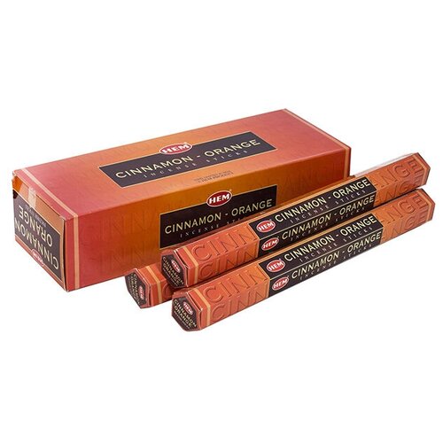 Благовоние HEM Корица Апельсин Cinnamon Orange шестигранник упаковка 6 шт Перо Павлина