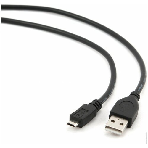 Кабель microUSB - USB2.0 соединитель 1,8м , экран, позолоч. контакты, черный, Gembird (CCP-mUSB2-AMBM-6)