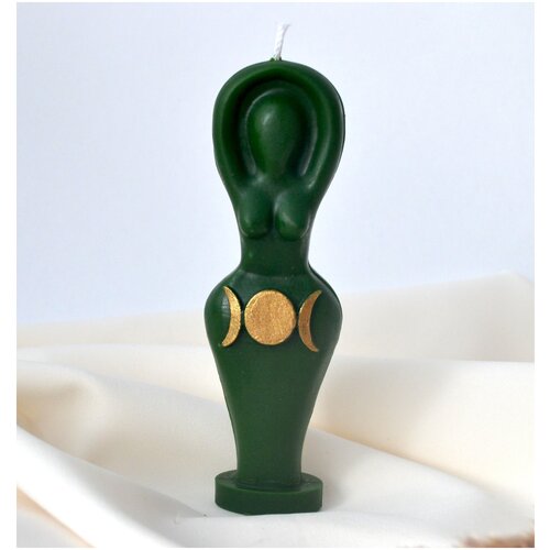 Свеча из пчелиного воска "Богиня" в зеленом цвете. Зеленая восковая свеча
