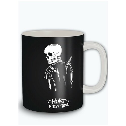 Кружка белая микс череп skull, готика, скелет - 4071