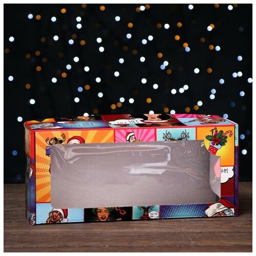 Коробка самосборная, с окном, "Pop-art но! Но! Но!", 16 х 35 х 12 см, 1 шт. 7358397