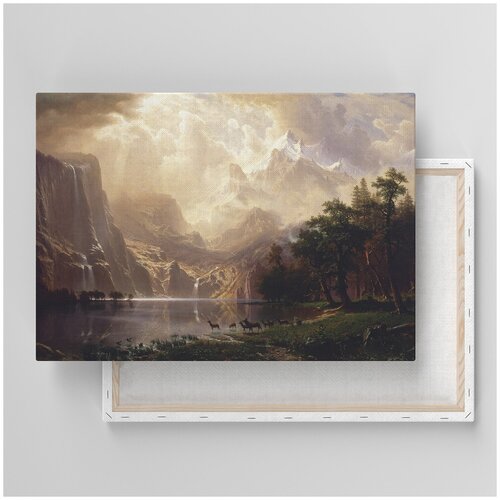 Картина на холсте с подрамником / Albert Bierstadt / Альберт Бирштадт - Среди гор Сьерра-Невада
