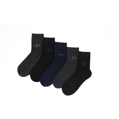 Носки S-Family, 5 пар, 5 уп., размер 41-44, черный, серый, синий